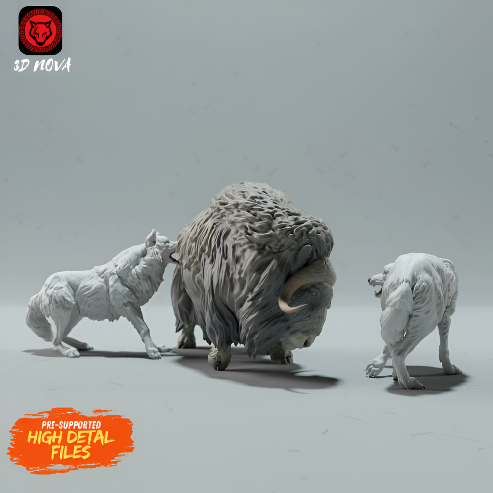 Snow wolves hunting Stl Model