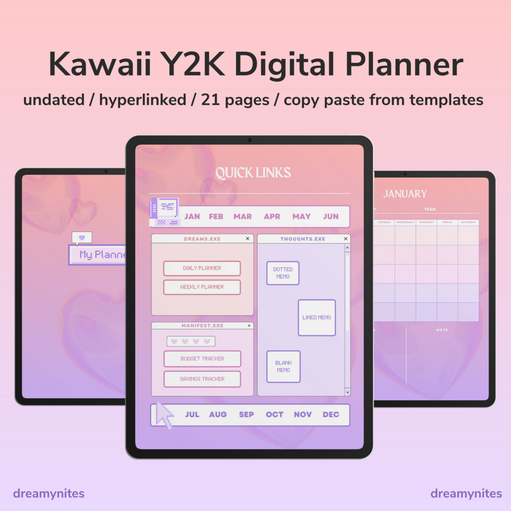Y2K Kawaii Digital Planner 2023 2024