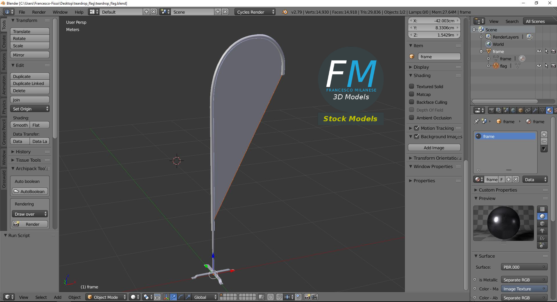 3D MODEL - Teardrop flag