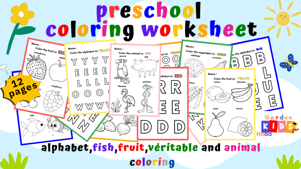 Preschool Coloring Worksheets, Little Hands, Items & Alphabets