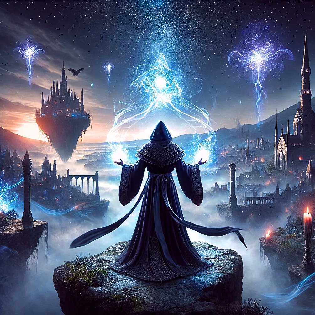 Mystical mage casting a spell