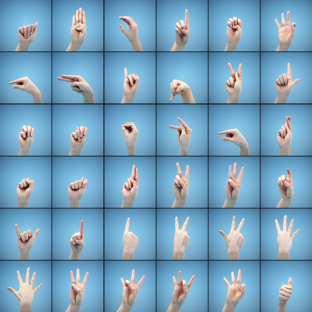 36 Female Hand Poses in American Sign Language: Alphabet and Numbers