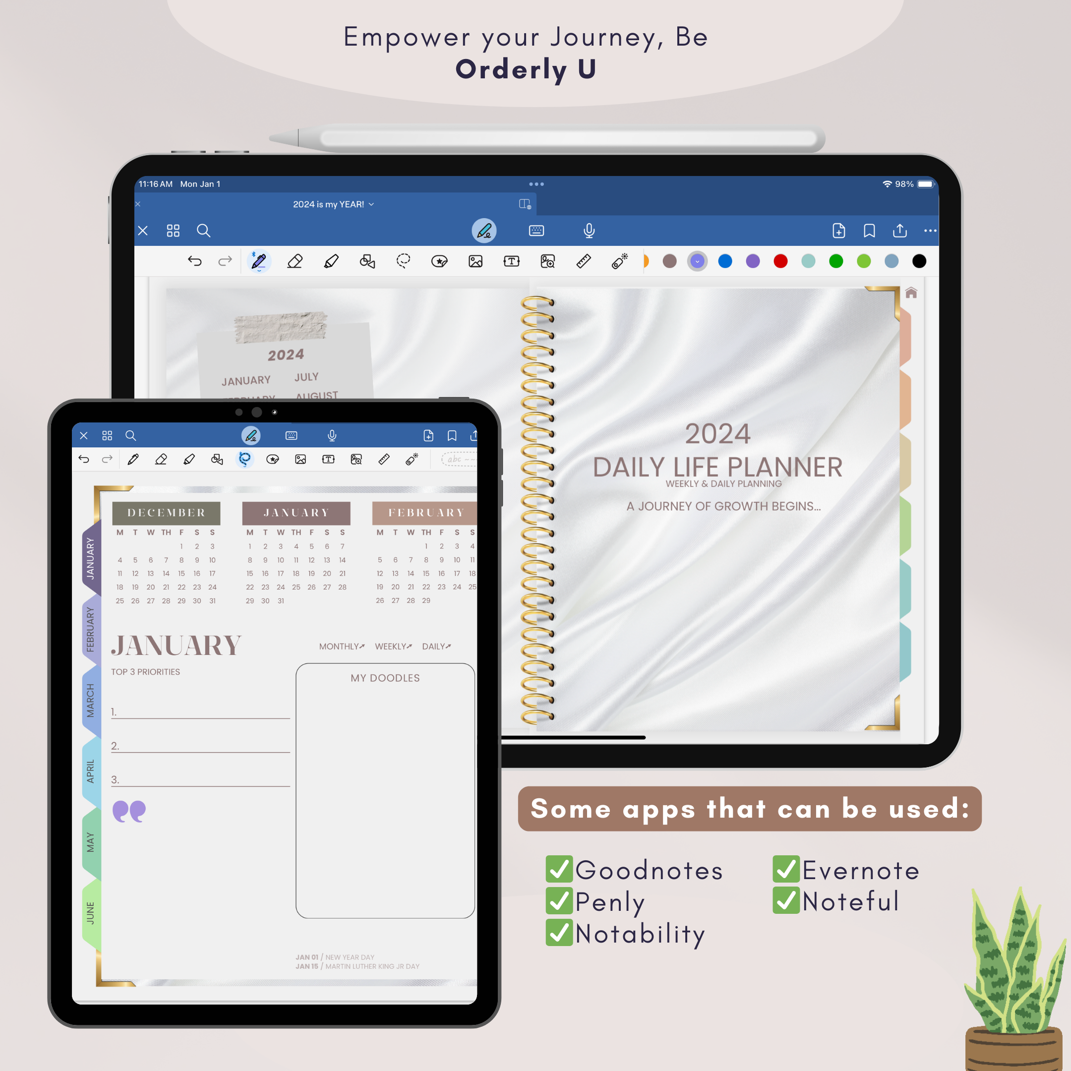 2024 Digital planner Silver-themed