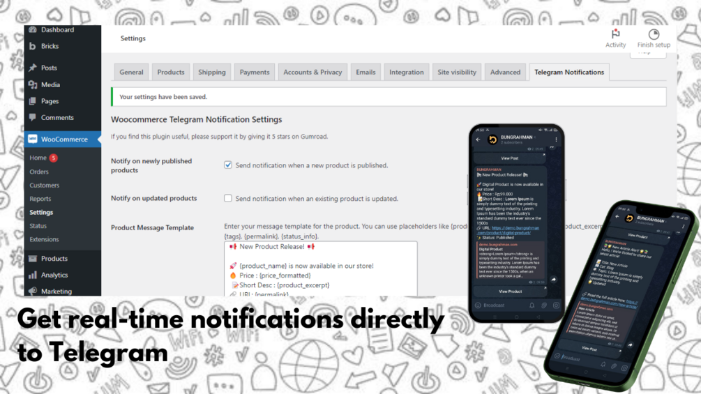 Telegram Notifier for WordPress and Woocommerce