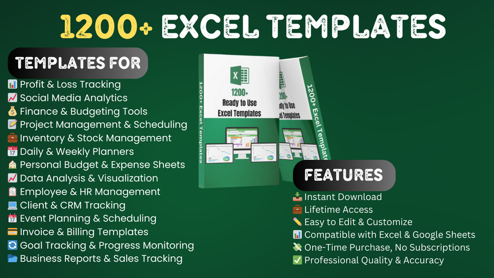 1200+ Premium Excel Templates Bundle - Boost Productivity, Simplify ...