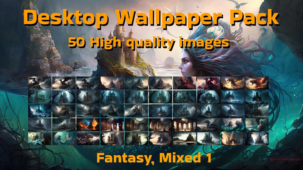 Desktop Wallpaper Pack, Fantasy Art, Mixed 1, containing 50 high ...