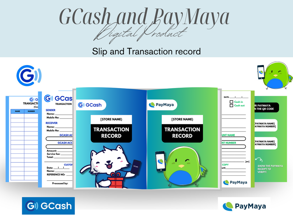 GCash and PayMaya I Slip and transaction record bundle