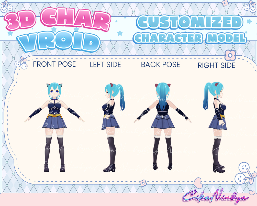 Enchanting Fantasy Blue Outfit Stunning 3D Vroid Character for Streamer ...