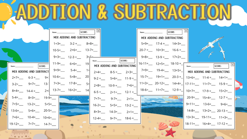 Addition & Subtraction Within 20 – Number Line, Ten Frames, Domino ...