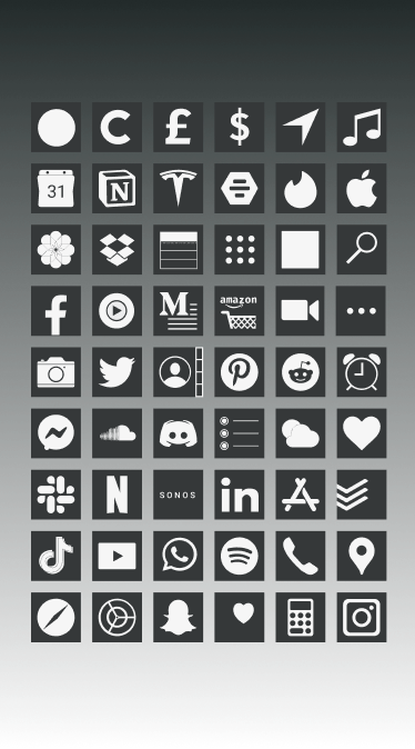 Iphone icons - white with black background