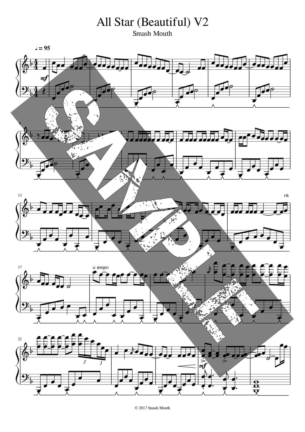 Smash Mouth - All Star: Beautiful V2 (Sheet Music + MIDI)