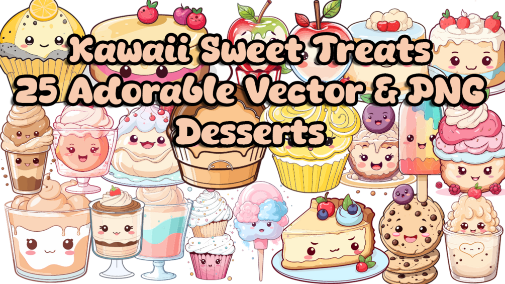 Kawaii Sweet Treats: 25 Adorable Vector & PNG Desserts