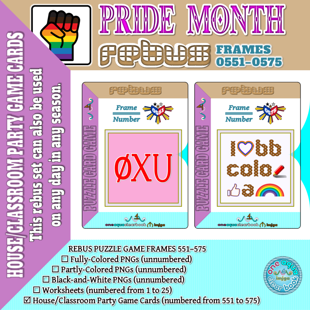 PRIDE MONTH Rebus Puzzle Party Game Cards 551–575