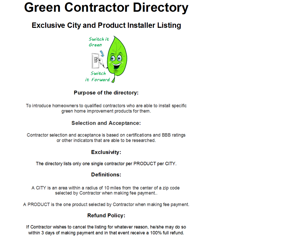 Green Contractor Directory