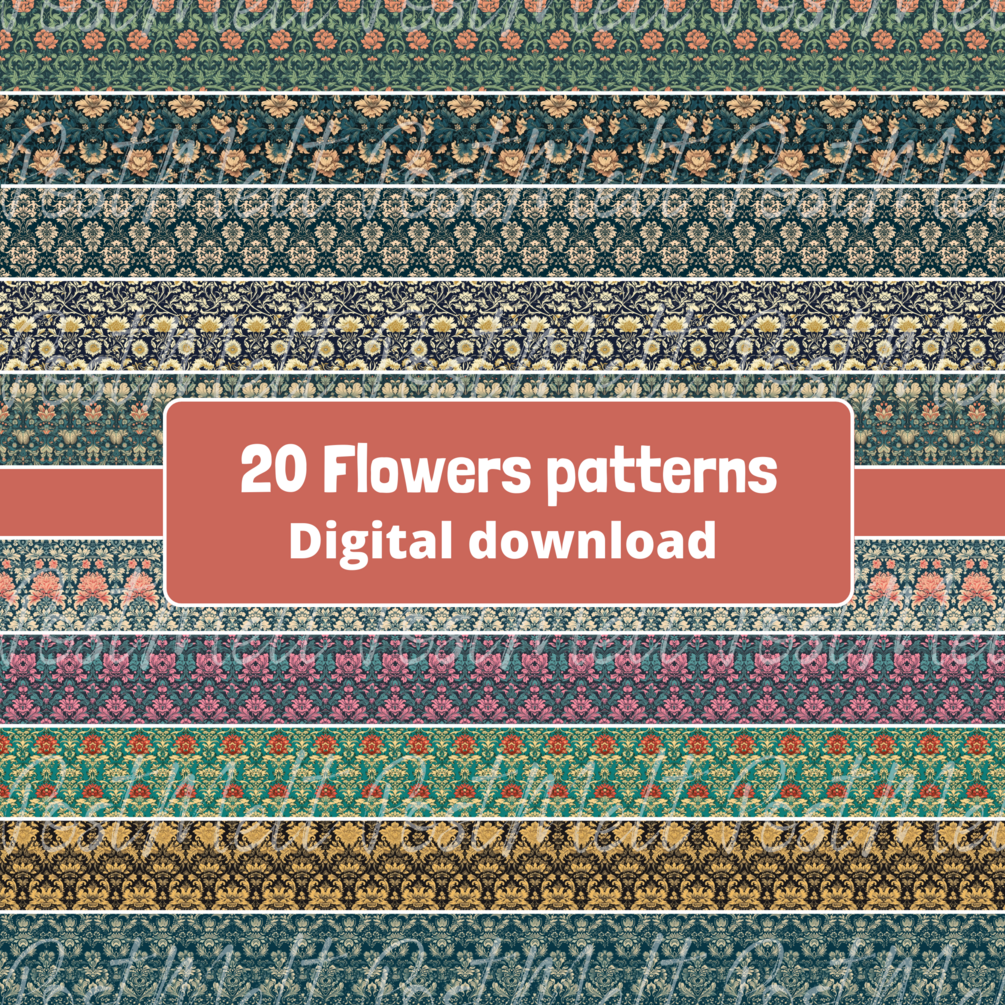 20 Flower patterns - PNG/SVG