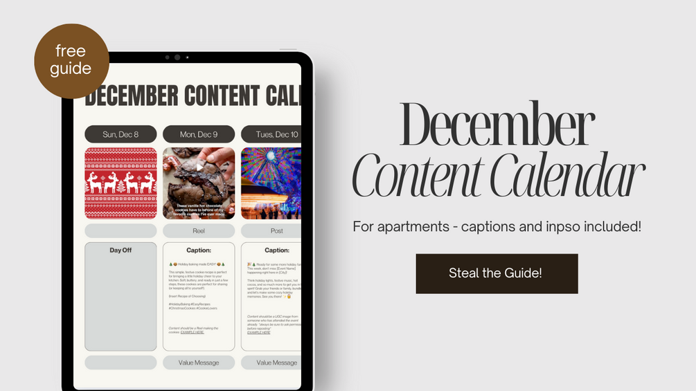 December Content Calendar - Captions Included