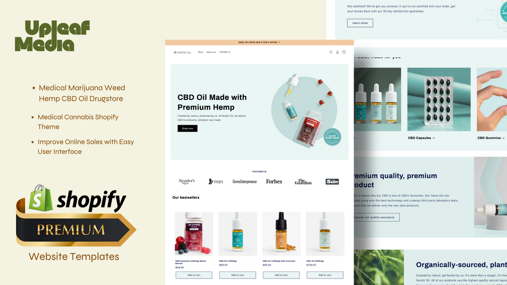 Nordir - Medical CBD Shopify Store Template for Cannabis Oil and Drug Shop