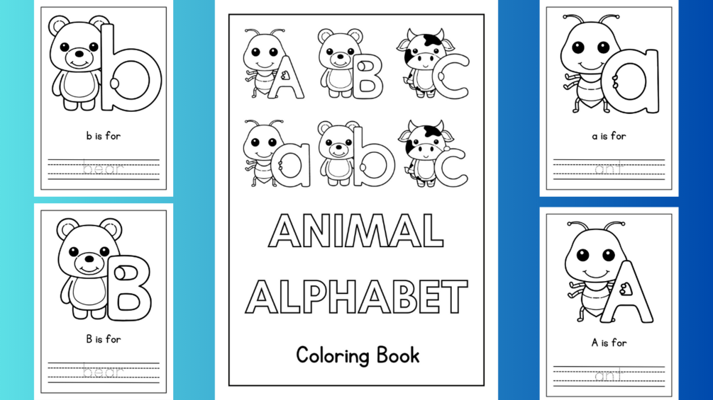 Black White Animal Alphabet Coloring Worksheets