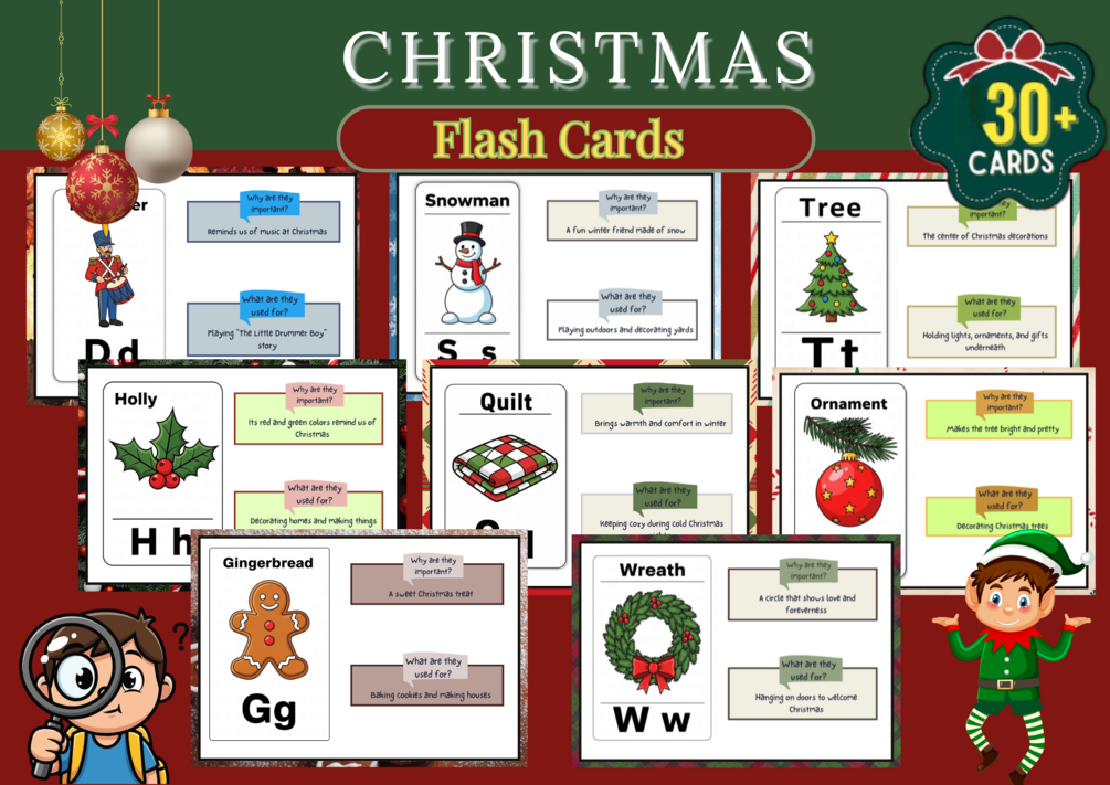 Christmas Flashcards for Kids Fun Holiday Learning Pack (Printable PDF)