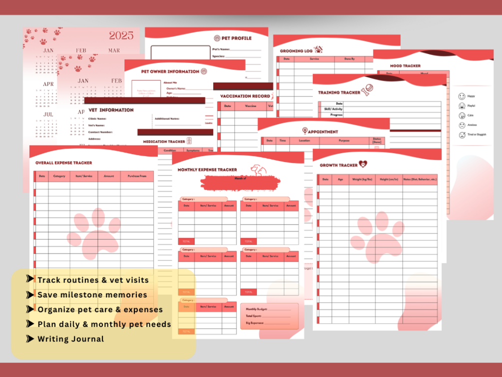 Pet Journal & Tracker – Printable PDF for Notes, Health Logs, Training ...