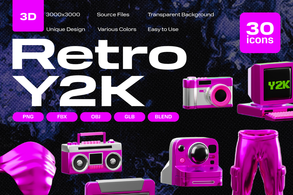 Retro Y2K 3D Illustration