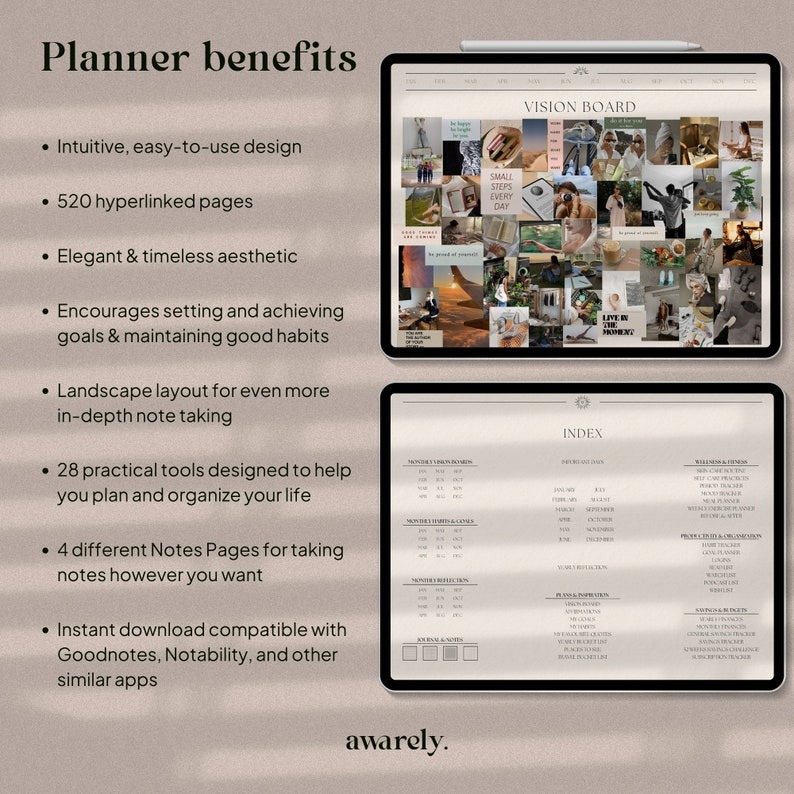 CLEAN GIRL Undated Digital Planner | Daily, Weekly, Monthly Goodnotes ...