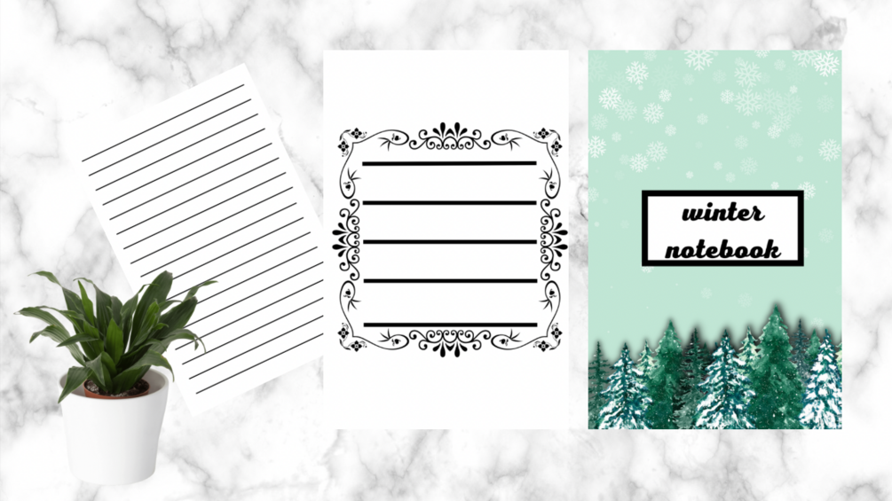 Winter notebook digital product, size 9 * 6 inches,