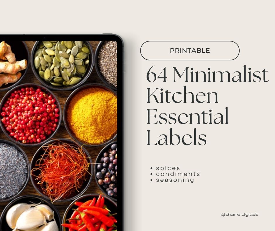 Minimalist Kitchen Essential Labels for Spices, Seasoning, and ...