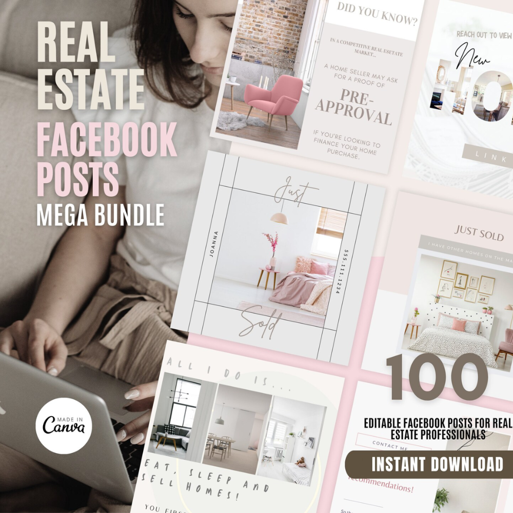 100 Facebook Posts for Realtors | Editable | Real Estate Agent ...