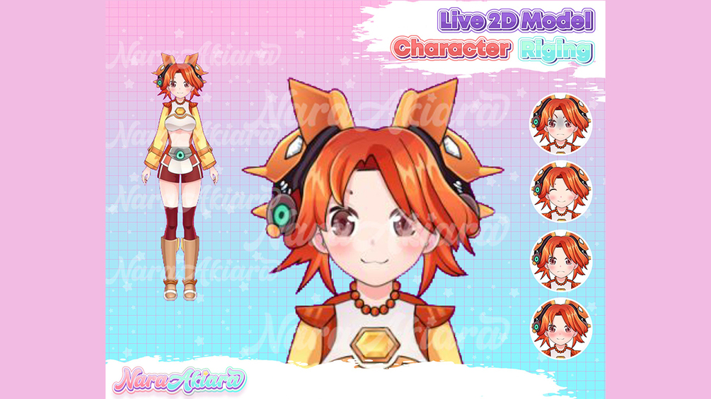 Vtuber Model and Rigging Anime Girl Music White Orange Premade, Live2d ...