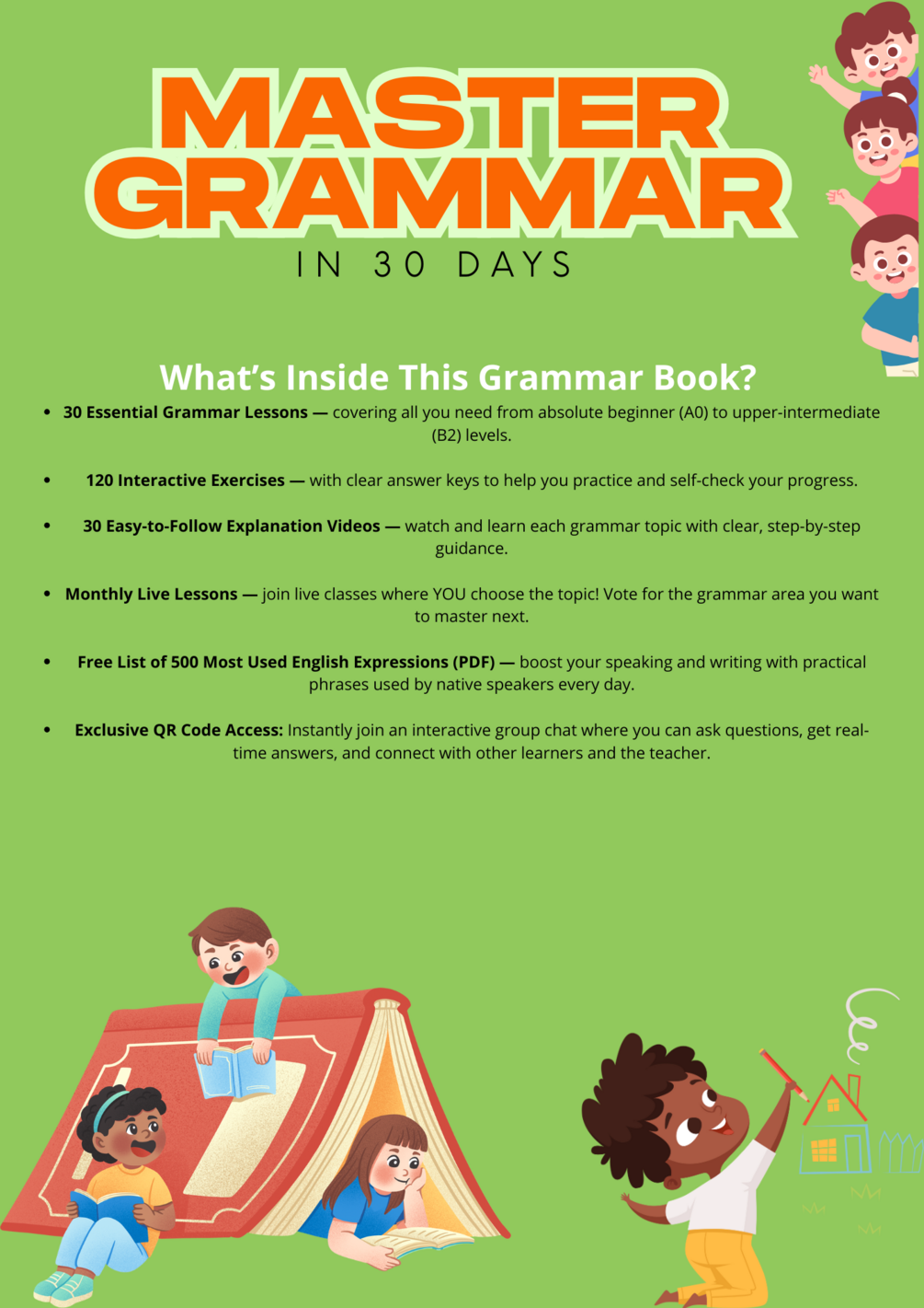 Master English Grammar in 30 days- Level A0 to B2