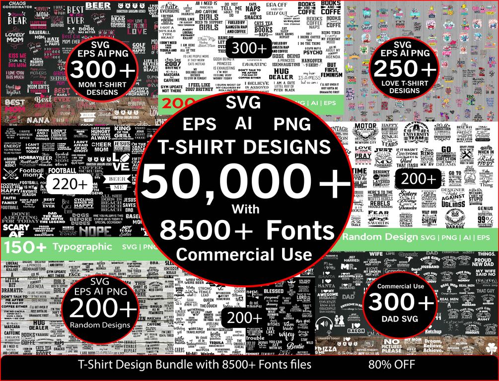 50k of T shirt design Mega Bundle for t shirt print and POD Business