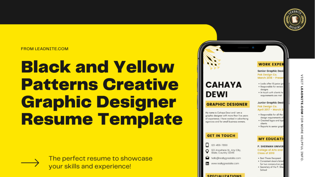 Black and Yellow Patterns Creative Graphic Designer Resume Template