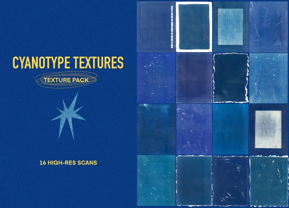 Cyanotype Textures - 16 High‑Res Scans