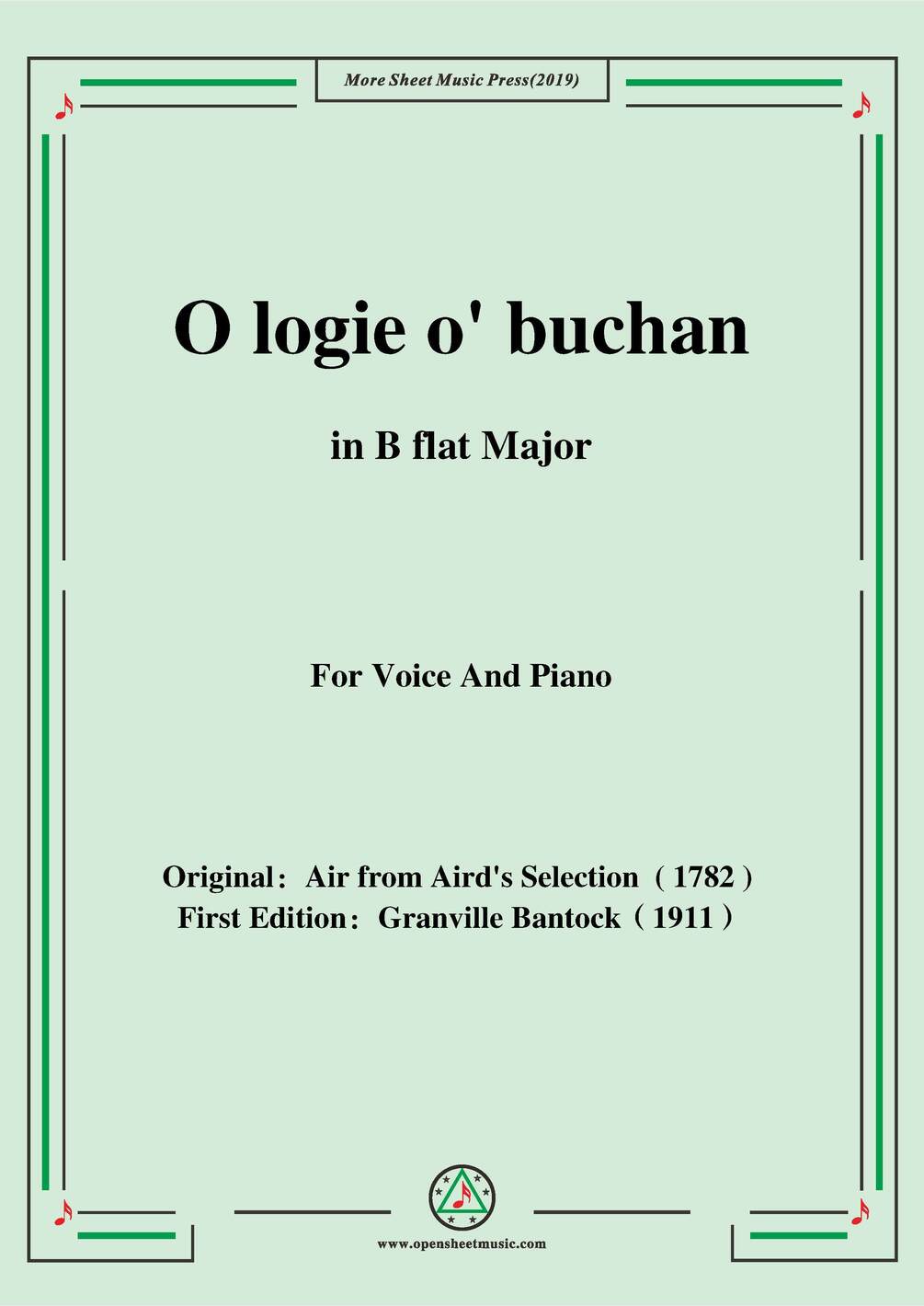 Bantock-Folksong,O logie o' buchan,in B flat Major,for Voice and Piano