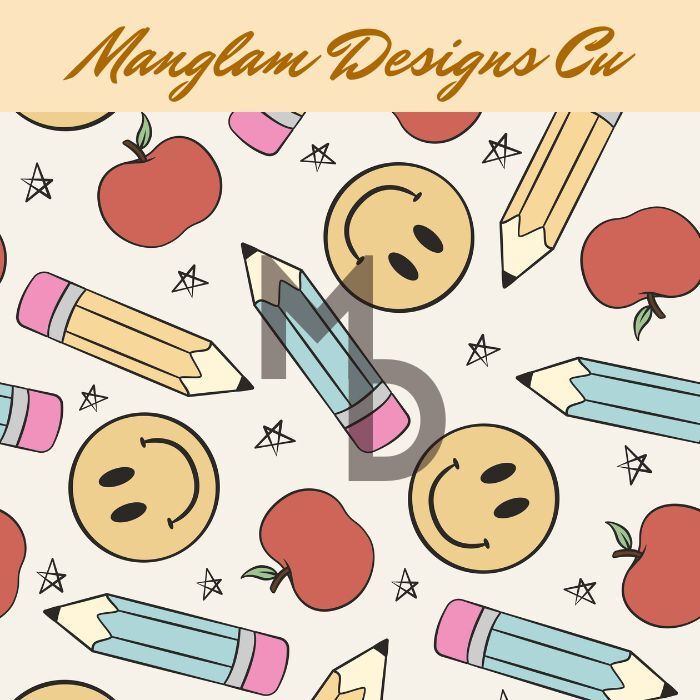 Retro back to school seamless repeat pattern, hand drawn, teacher ...