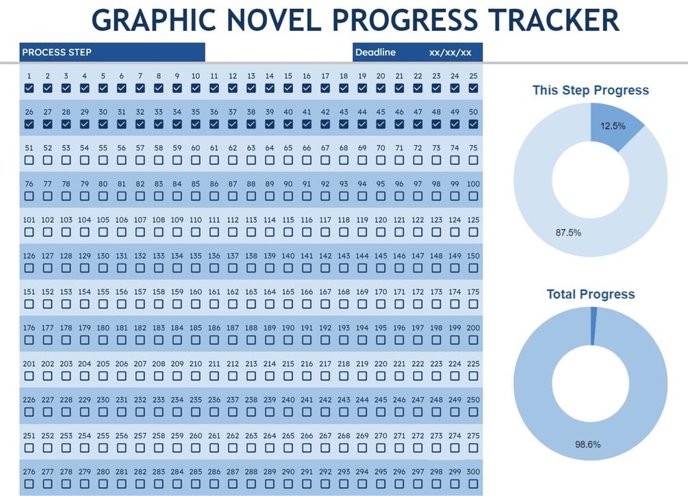 Graphic Novel Progress Tracker (Google Sheets)