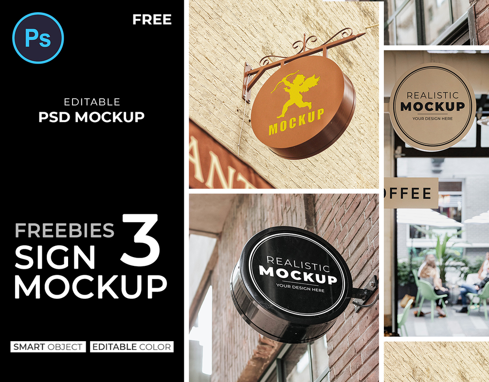 Free PSD Sign Mockup