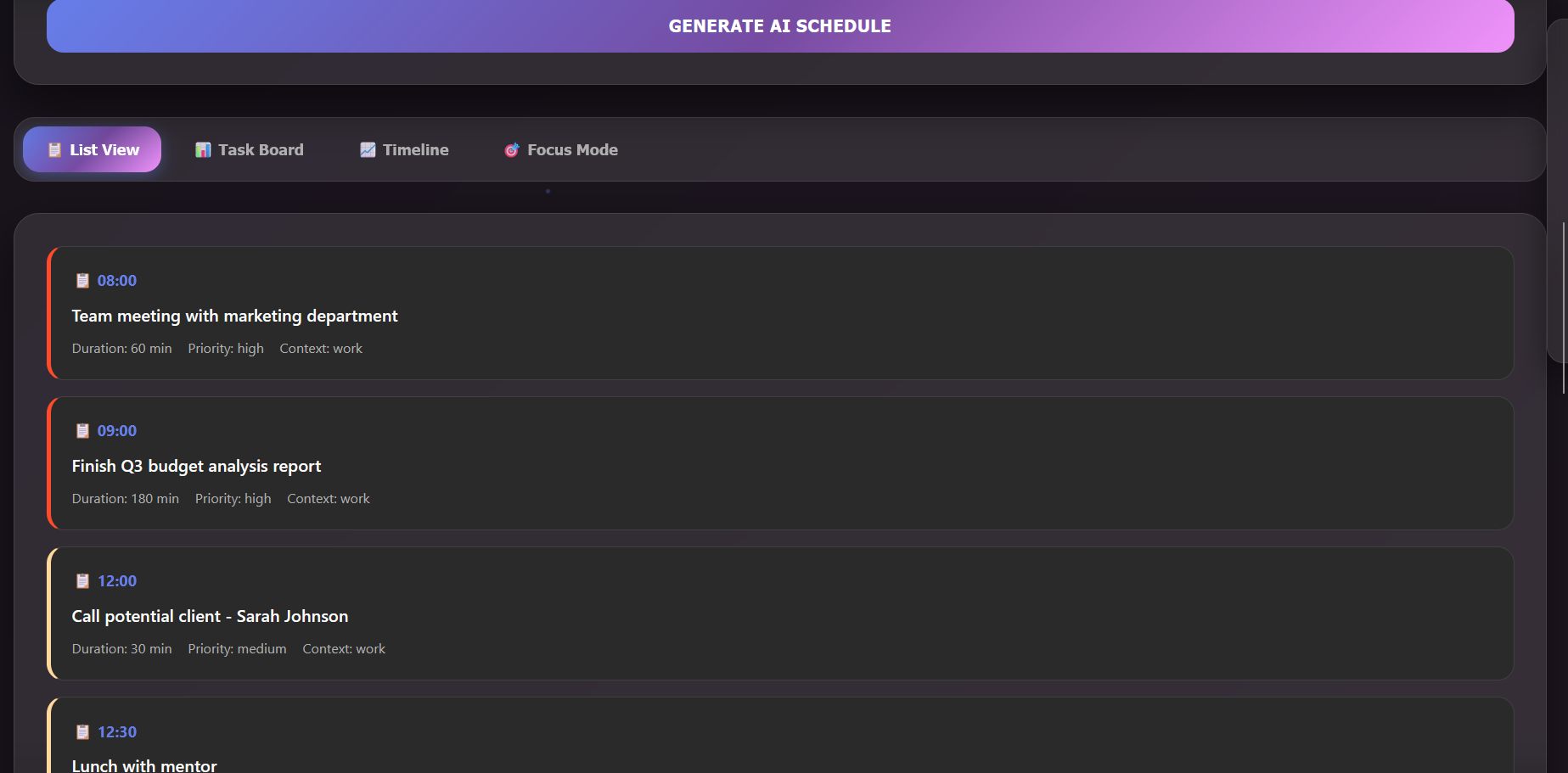 AI Task Scheduler App For Maximum Productivity