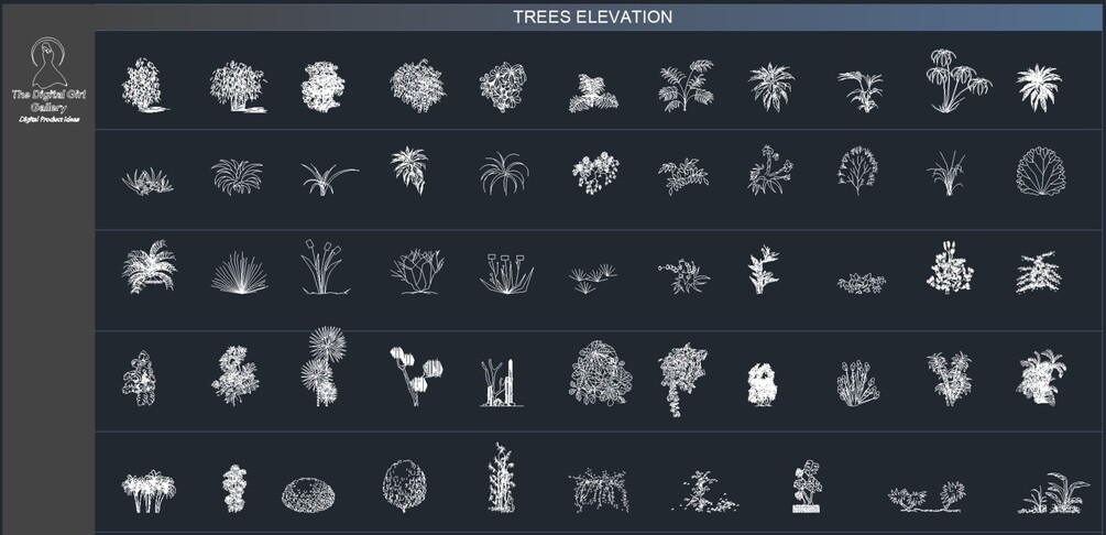 AutoCAD Blocks 250+ Bushes-Potted-Plant Elevation .dwg