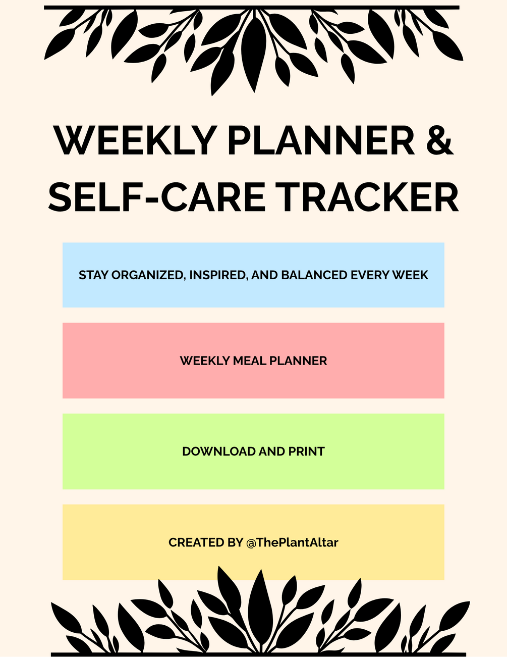 Weekly Planner & Self-Care Tracker