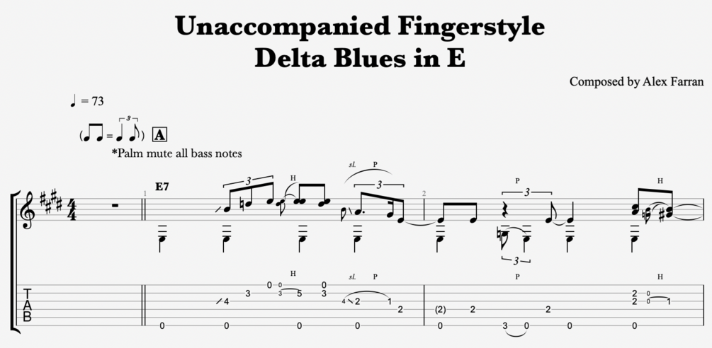 Unaccompanied Fingerstyle Delta Blues in E (Guitar Lesson)