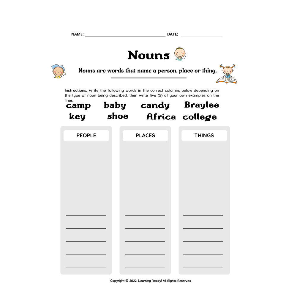 All About Nouns Worksheet