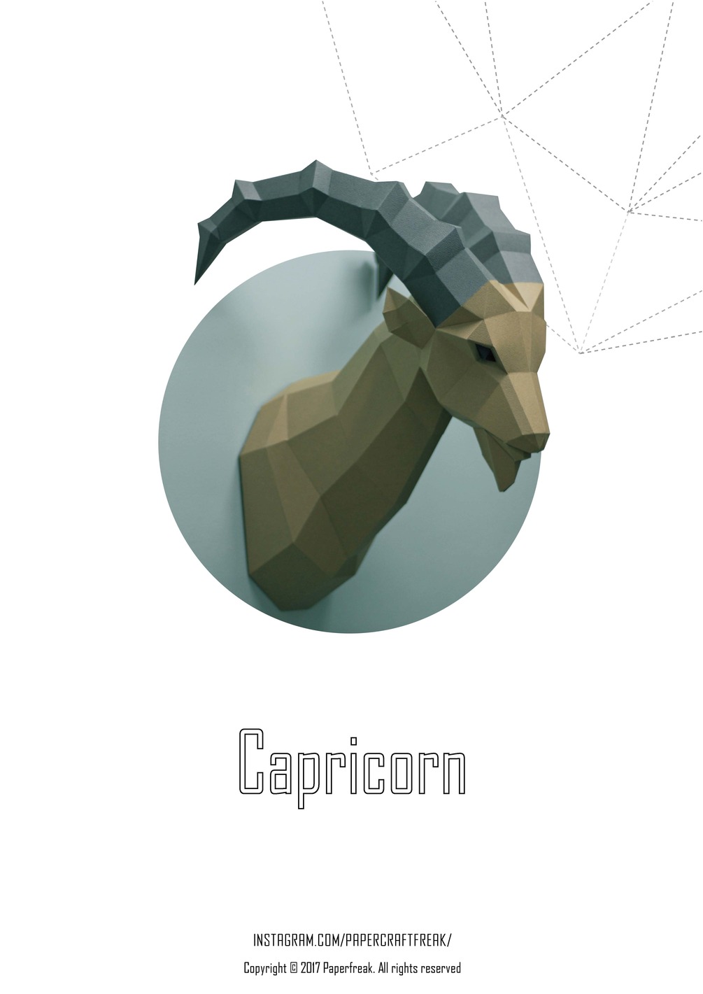 Papercraft ram goat Capricorn 3D template