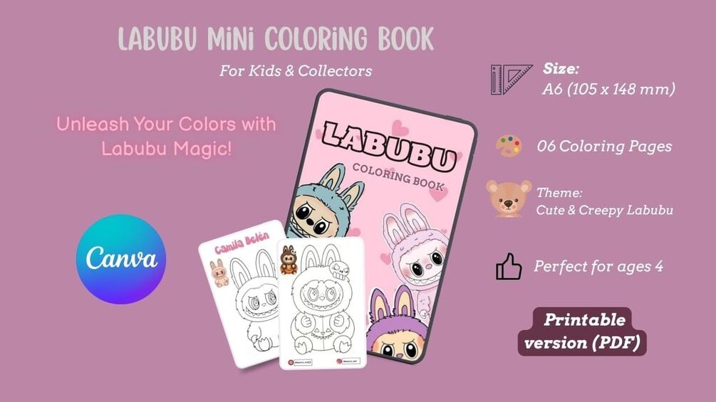 Labubu Mini Coloring Book (Printable PDF)