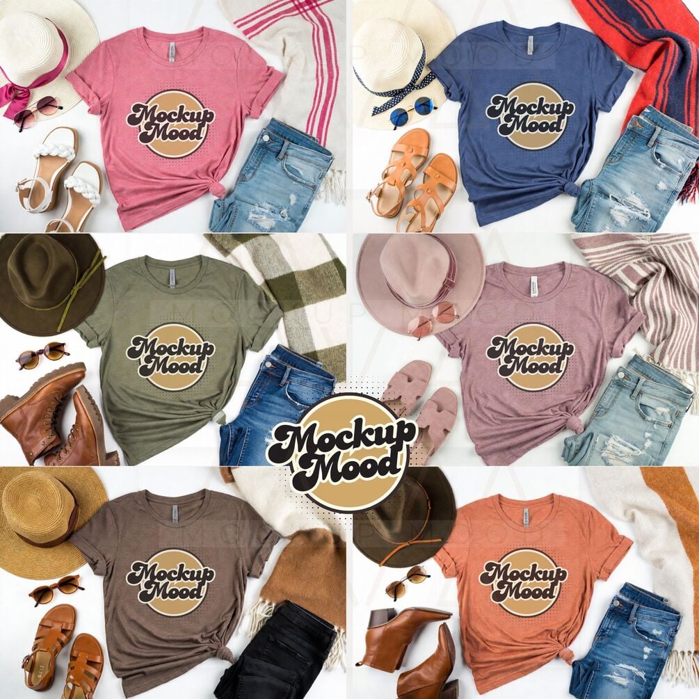 Bella Canvas 3001 Flat Lay T-Shirt Mockups | 28 Colors | Premium ...