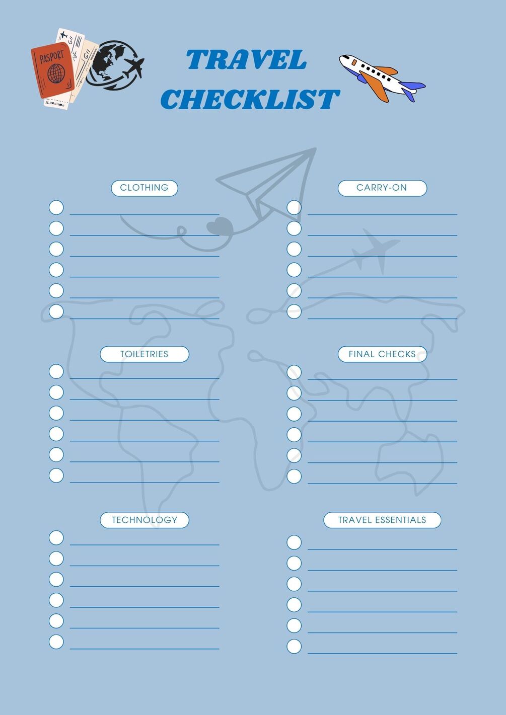 Simple Travel Itinerary Printable, Travel Planner Template, Vacation ...
