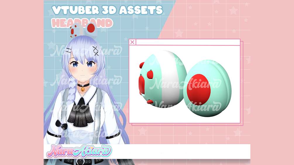 3D Vtuber Assets Headband V20 Vroid Commission, 3D assets ready to use vtuber stream