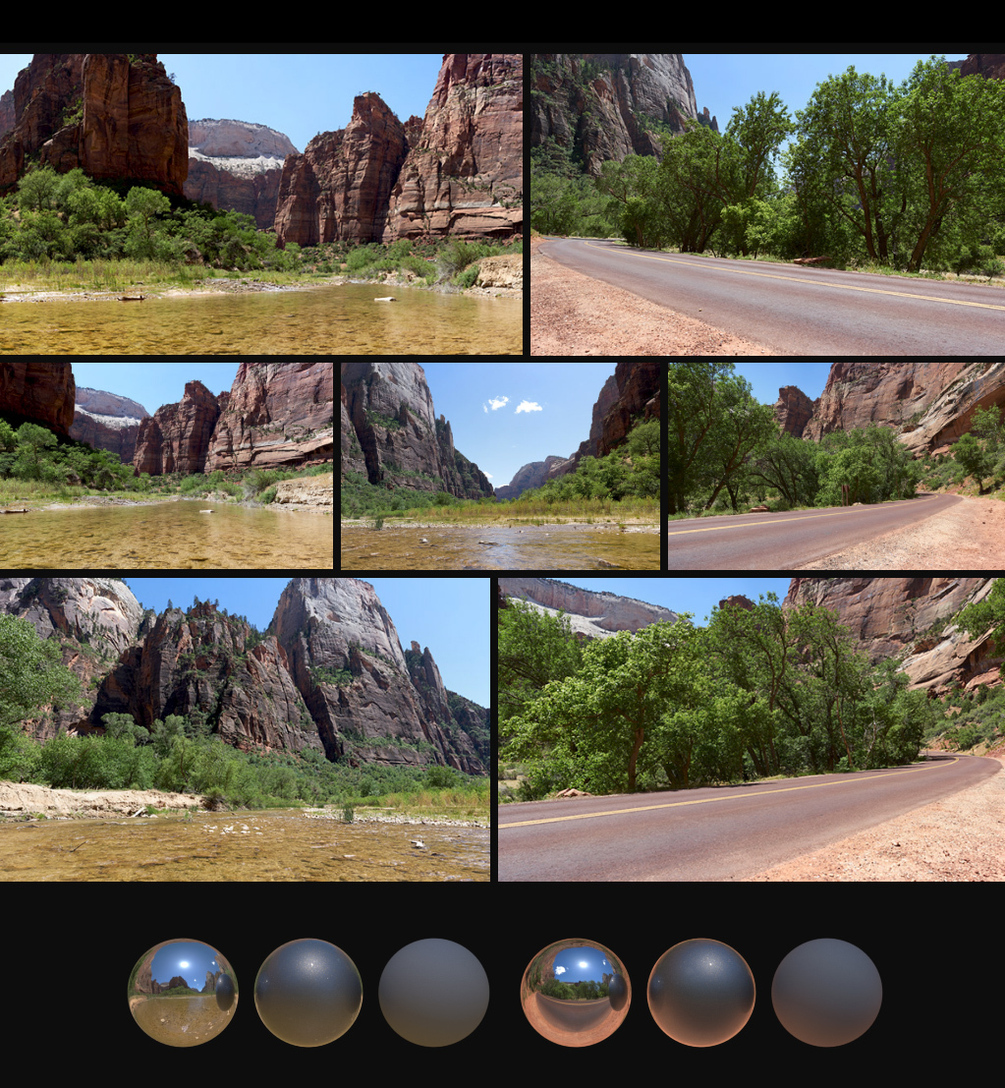 National Park Road and River - Automotive Backplates and HDRI