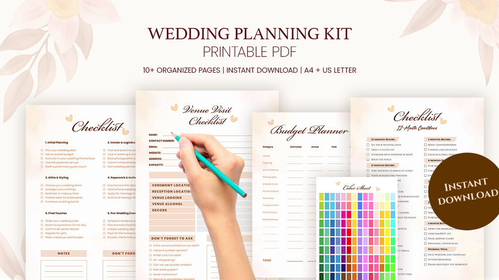 💍 Wedding Planning Kit – All-in-One Printable Organizer